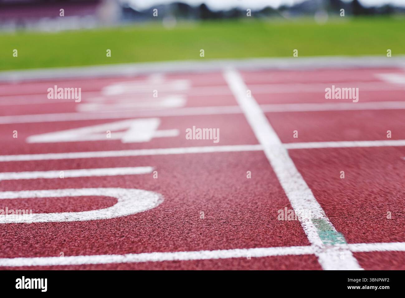 Flat design showing red track with white lines and lane number 4 ...