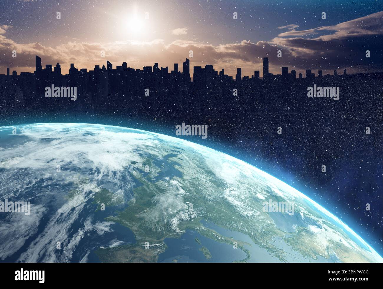 Picture of the earth in front of a city Stock Photo - Alamy