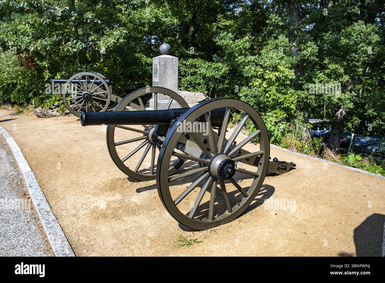 Gettysburg, Pennsylvania, August 5, 2024 - A historic cannon stands on ...