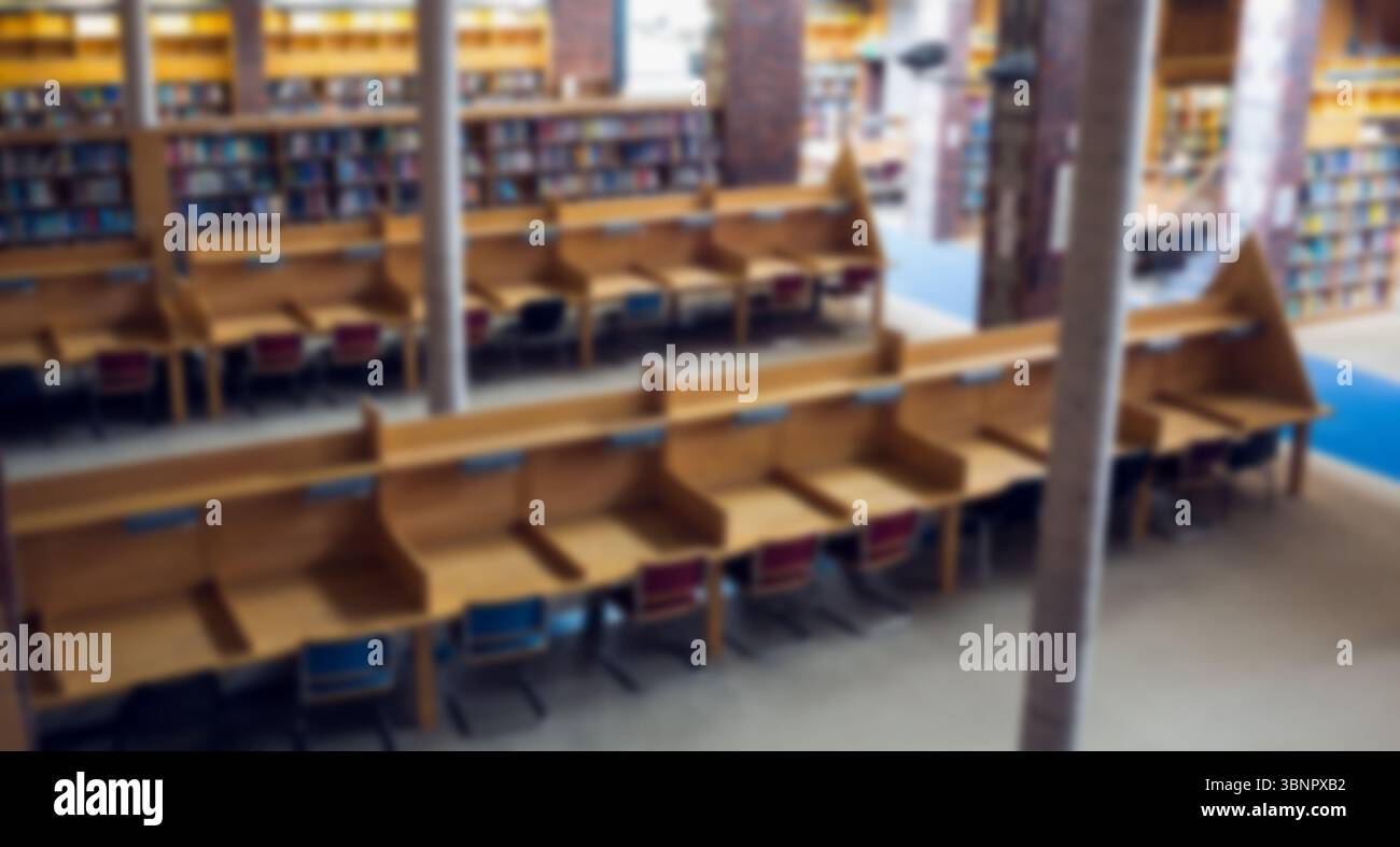 Empty chairs and desks in library Stock Photo - Alamy
