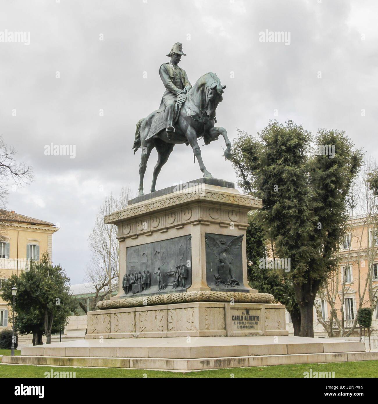 Statue of King Carlo Alberto of Sardinie in Quirinale Gardens in Rome ...
