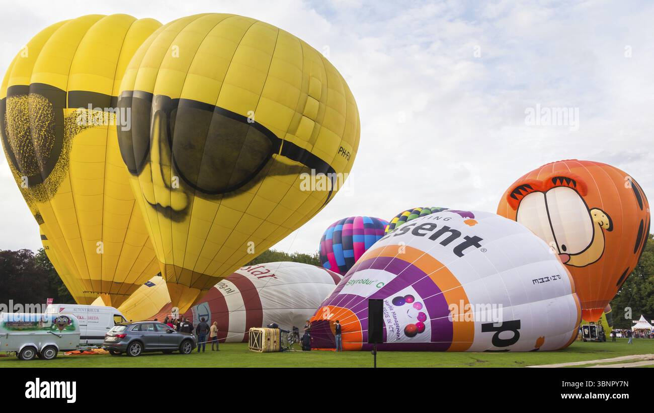 Barneveld, Netherlands - August 28, 2014: Colorful air balloons at ...