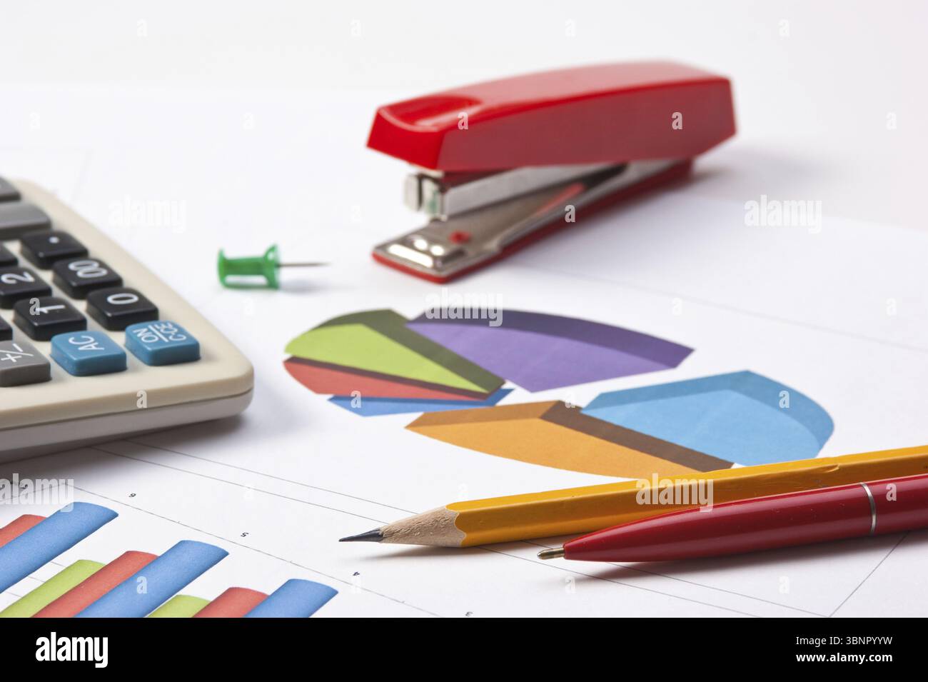 Pen and paper work with the diagram Stock Photo - Alamy