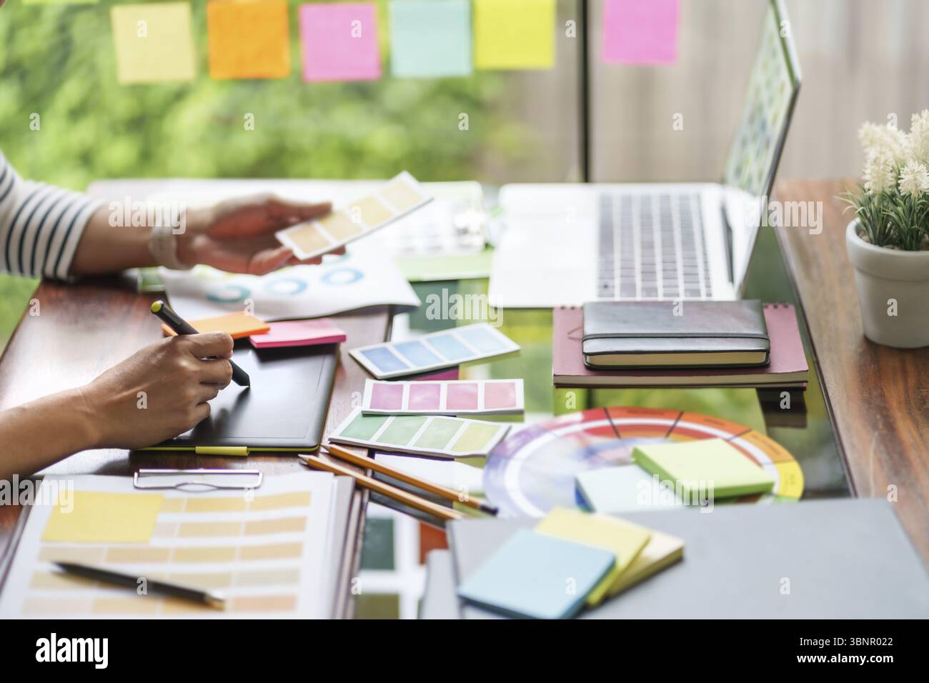 Graphic design work at desk, Creative designer concept Stock Photo - Alamy