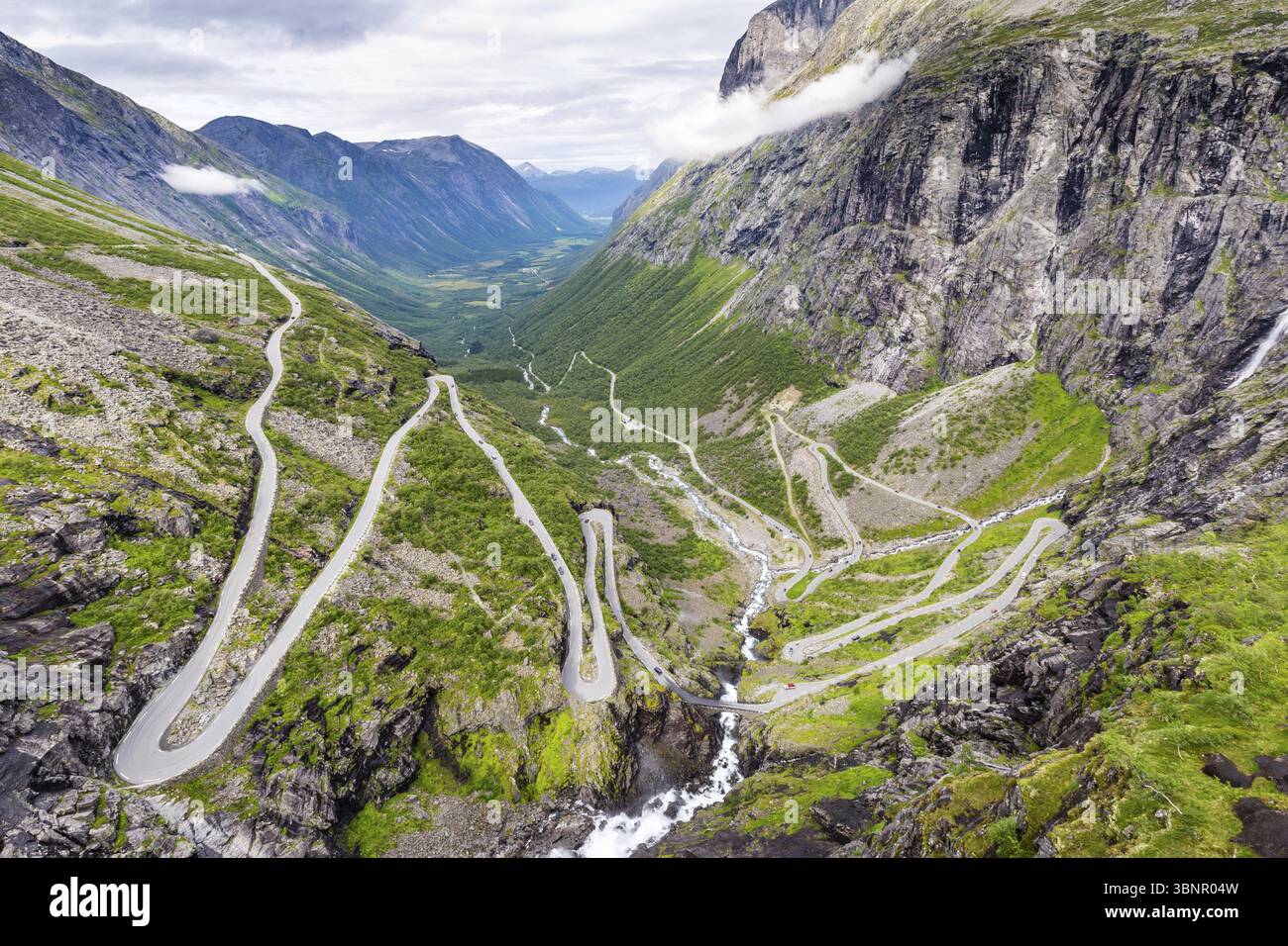 Trollstigen mountain viewpoint and pass along national scenic route ...
