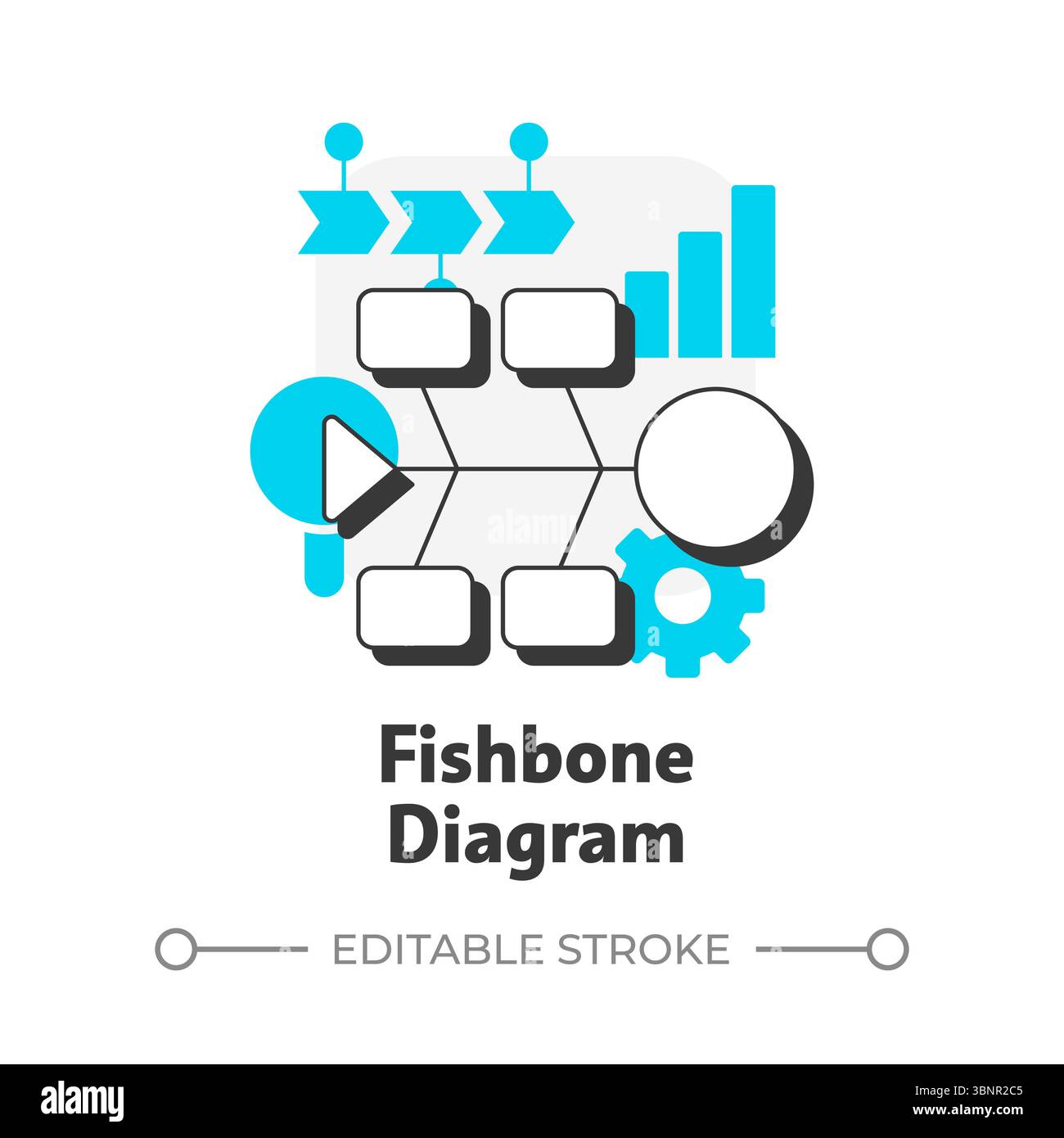 Fishbone diagram flat outline concept icon Stock Vector Image & Art - Alamy