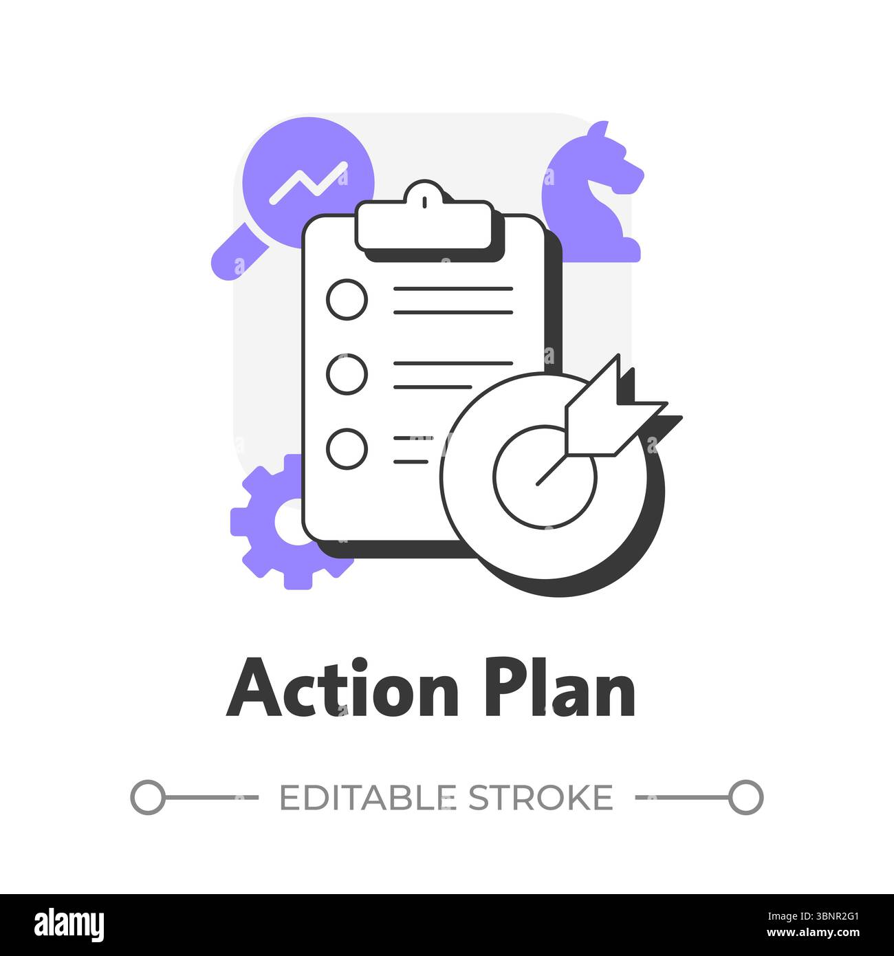 Action plan flat outline concept icon Stock Vector Image & Art - Alamy