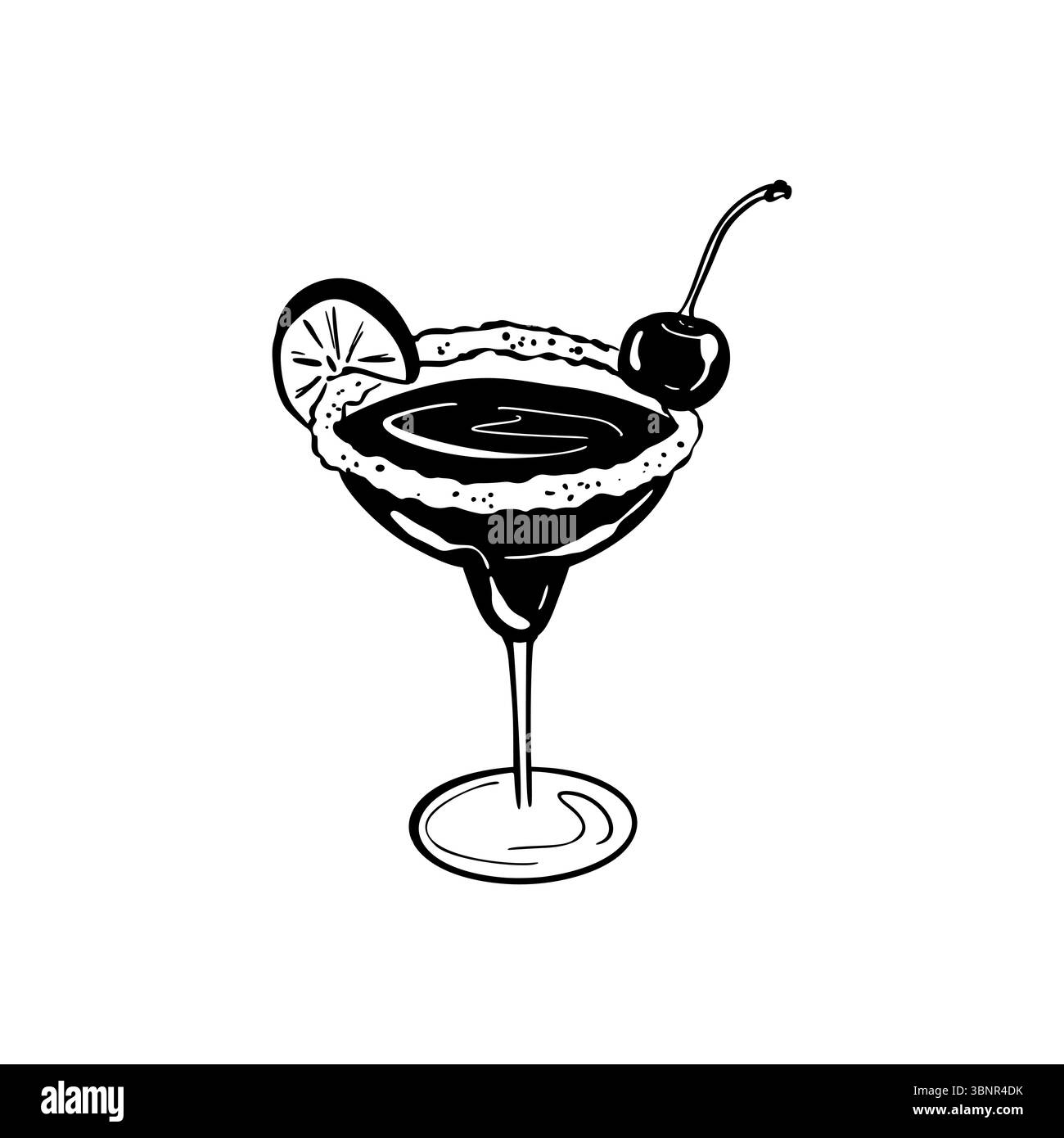 Hand drawn sketch cocktail glass vector illustration. Margarita drink ...