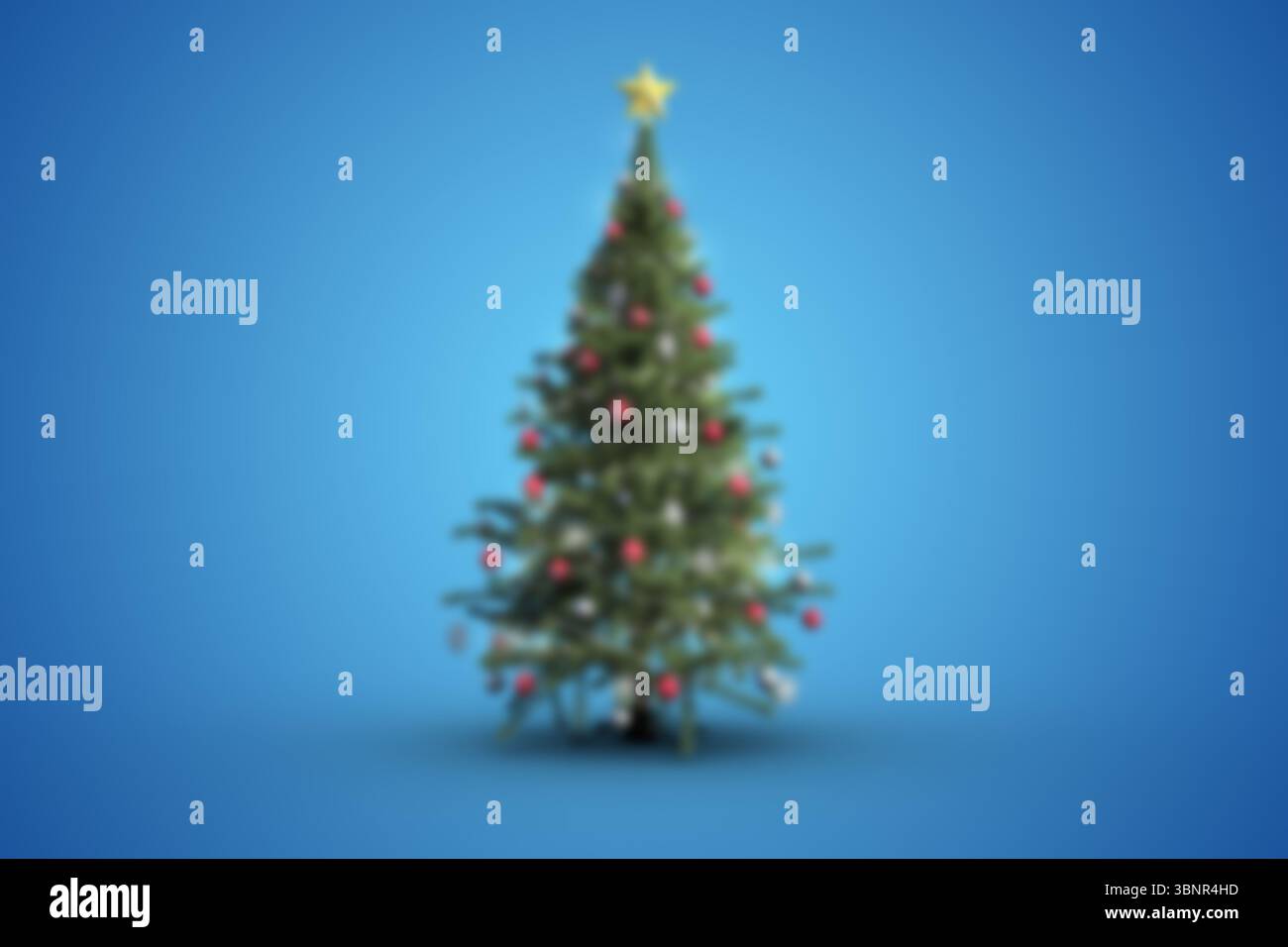 Evergreen tree is standing in flat design with blue backdrop, red ...