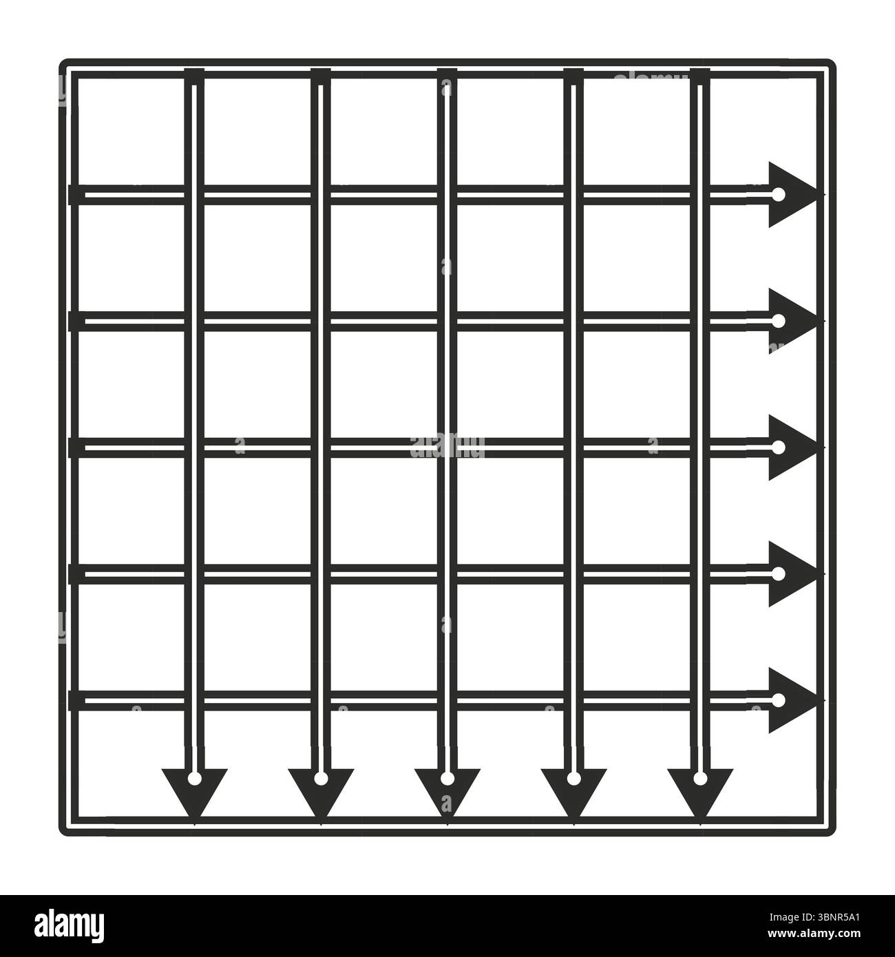 Black grid arrows. Directional pathway illustration. Network connection ...