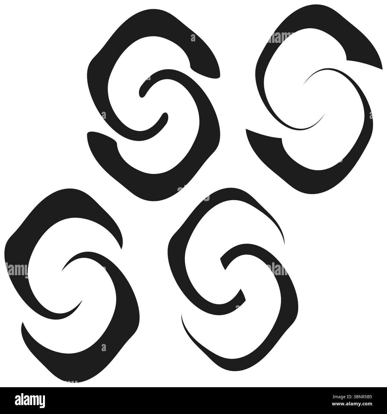 Interlinked loop icons. Bold chain pattern. Curved link Vector. Rotated ...