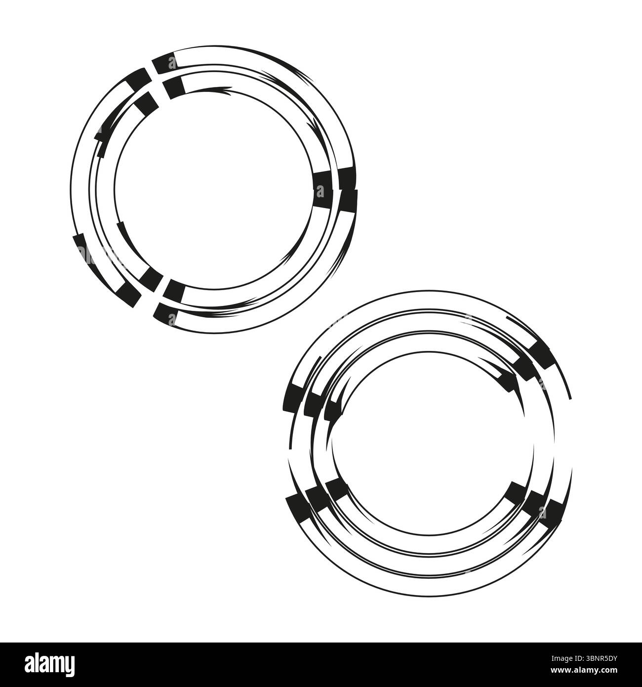 Tech ring icons. Segmented circle symbols. Digital loop Vector. Minimal circular design Stock ...
