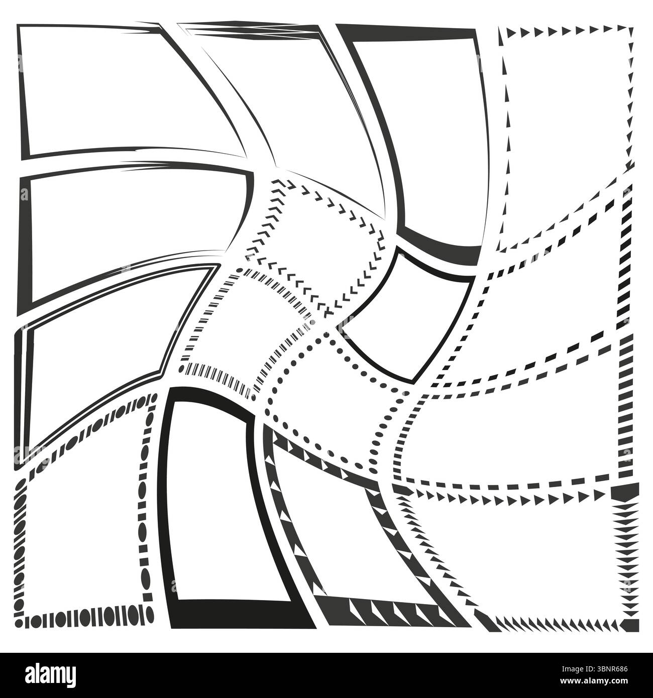 Curved grid icon. Wavy panel pattern. Abstract mosaic Vector. Flowing ...