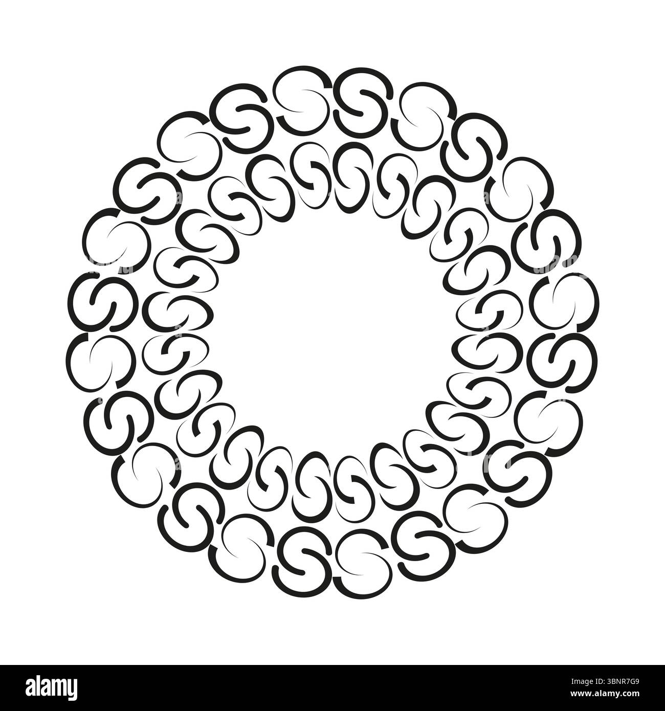 Circular swirl wreath. Twisted loop ring. Spiral crown Vector. Hollow ...