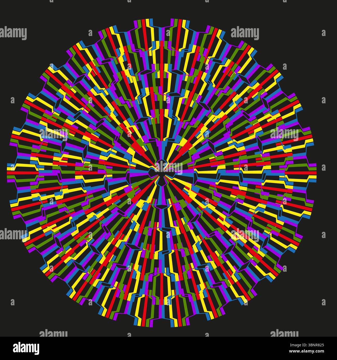 Radiant swirl burst. Multicolor radial wheel. Vibrant loop flower ...