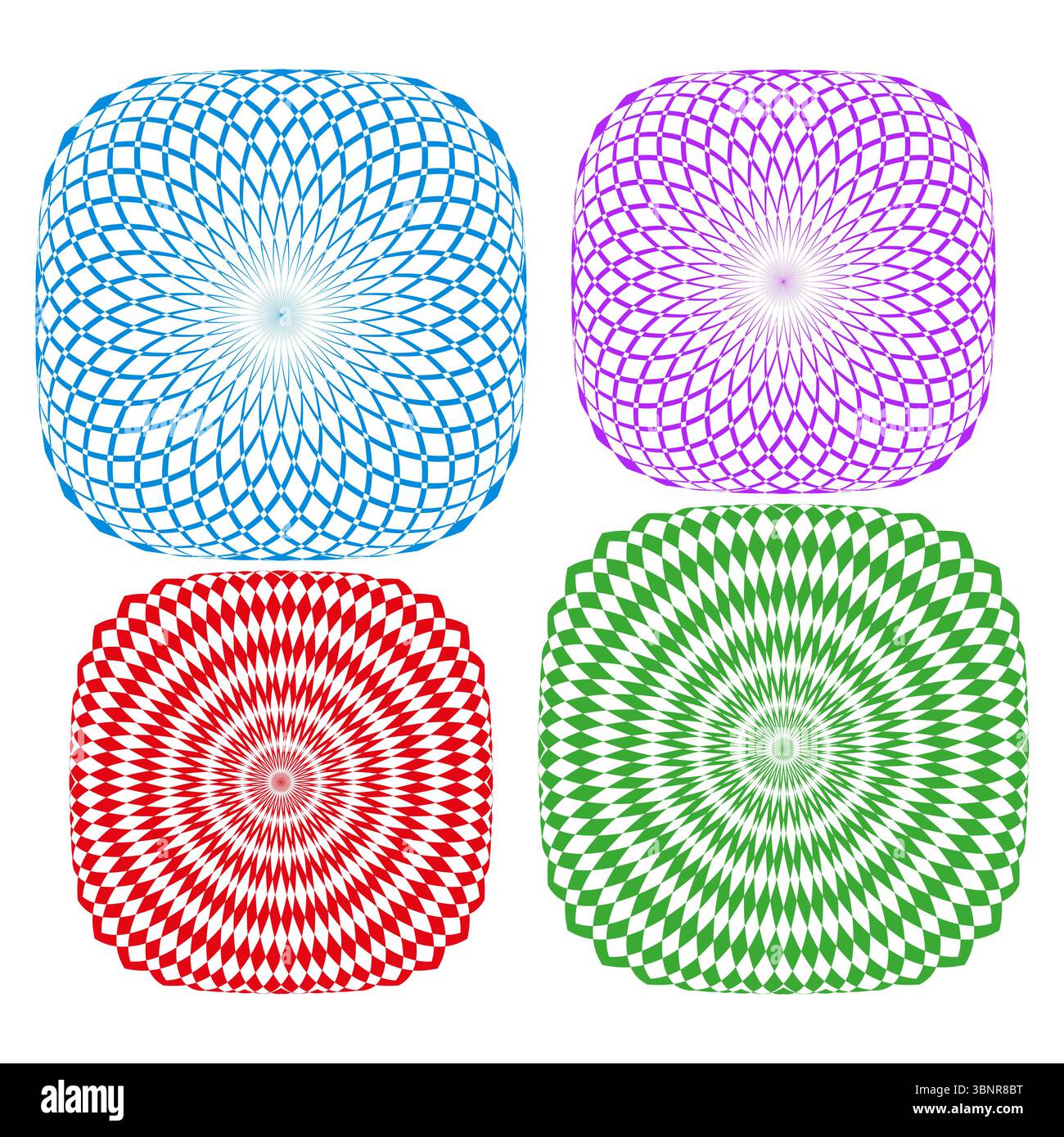 Bright spiral circles. Radial gradient patterns. Abstract geometric art ...