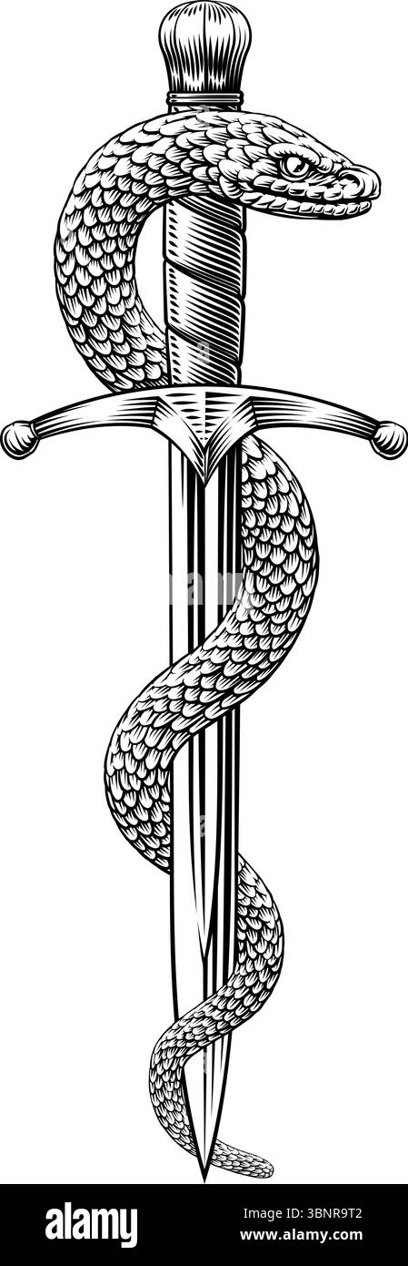 Dagger Knife Snake Vintage Woodcut Style Stock Vector Image & Art - Alamy