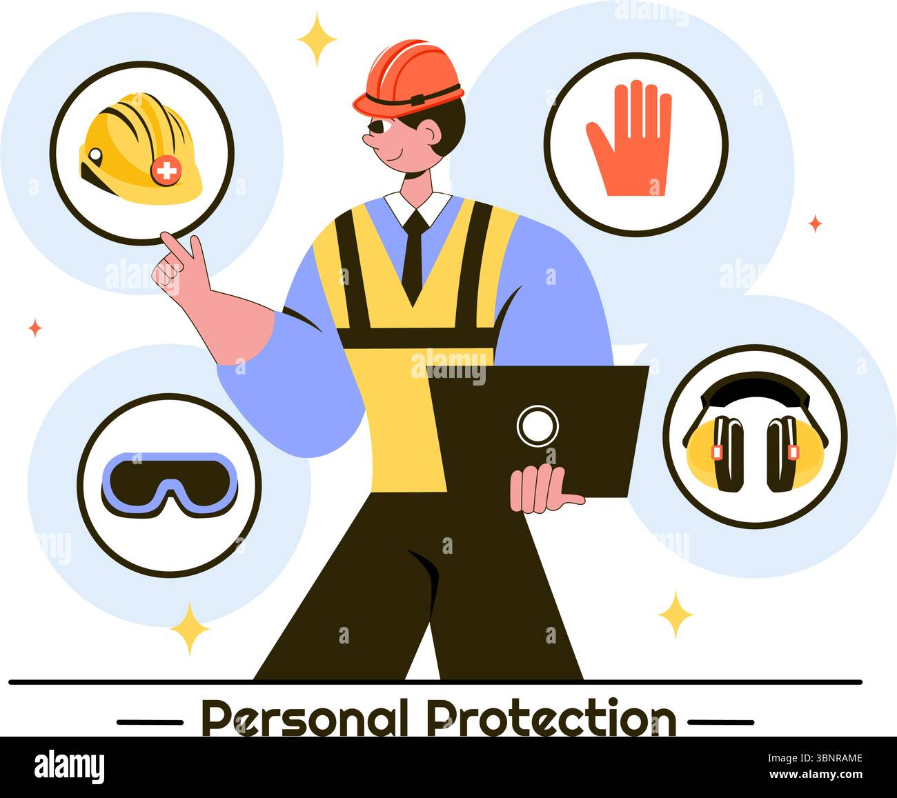 Personal Protection Vector Illustration Featuring Safety Equipment with ...