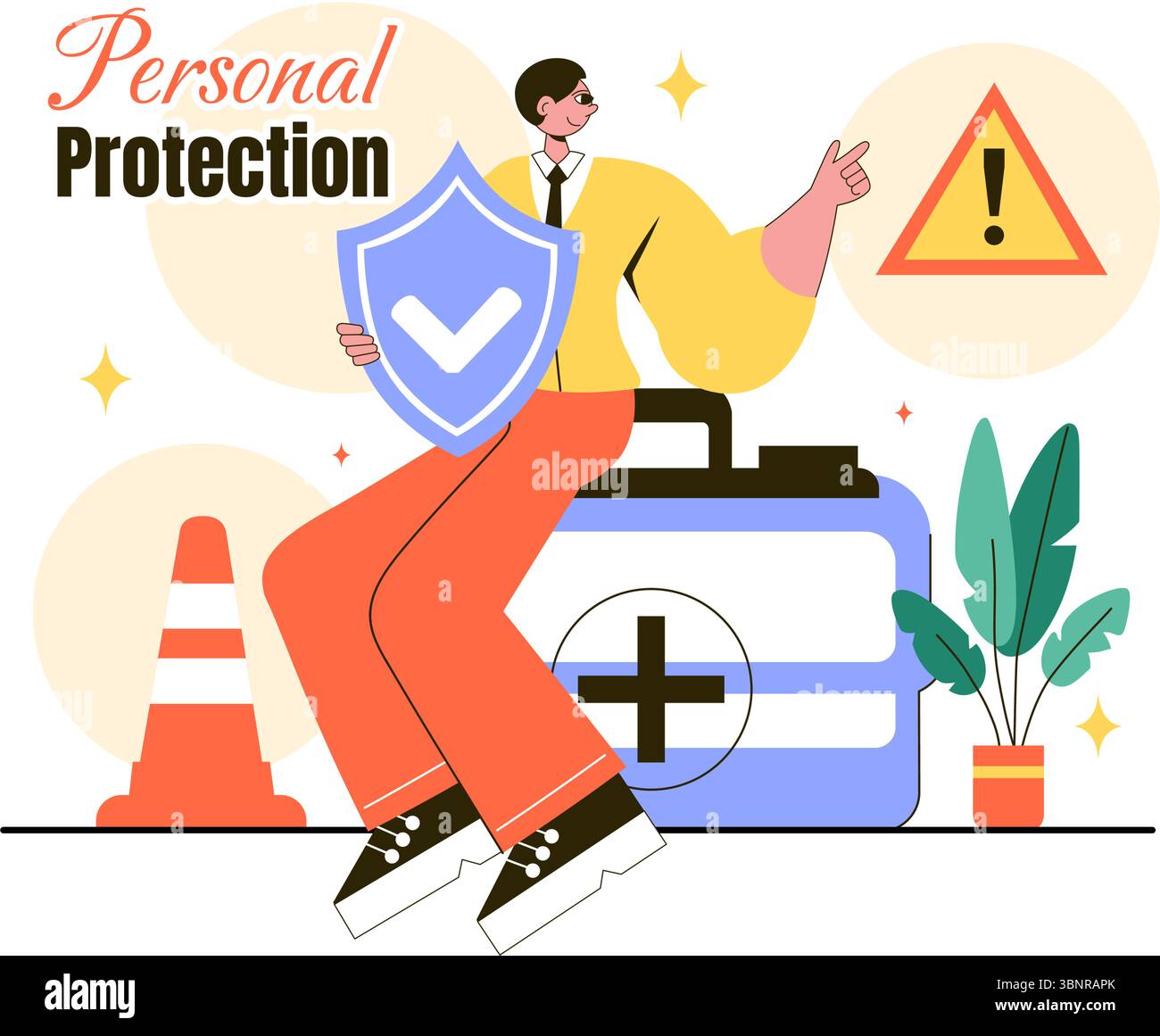 Personal Protection Vector Illustration Featuring Safety Equipment with ...