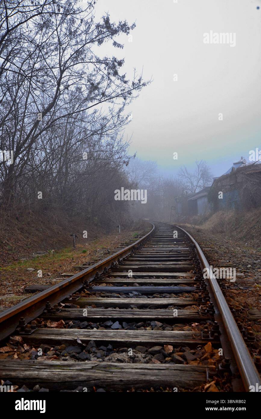 The route into the unknown, the train line will be lost in the fog ...
