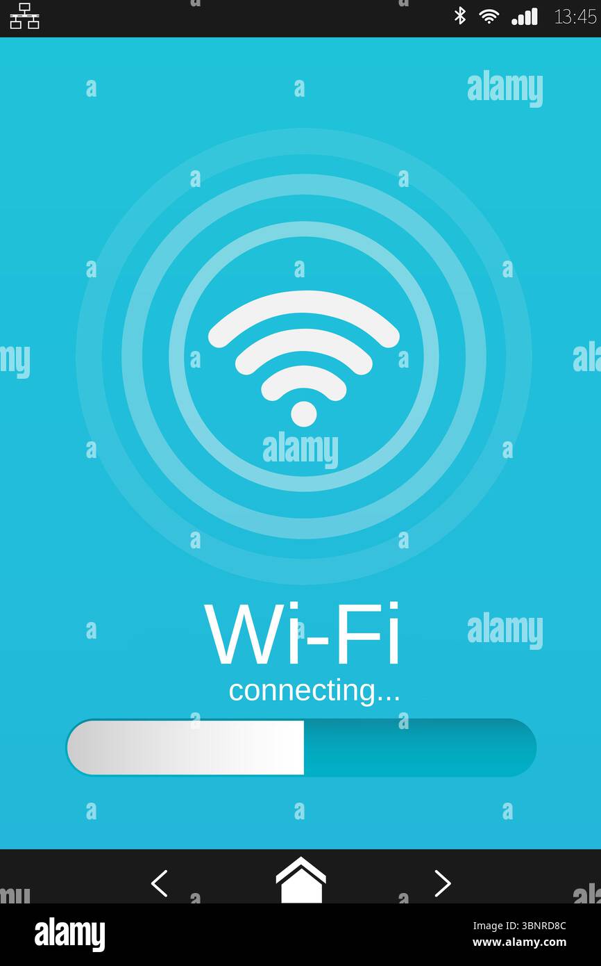 Smartphone UI is showing white Wi-Fi symbol, connecting text and ...