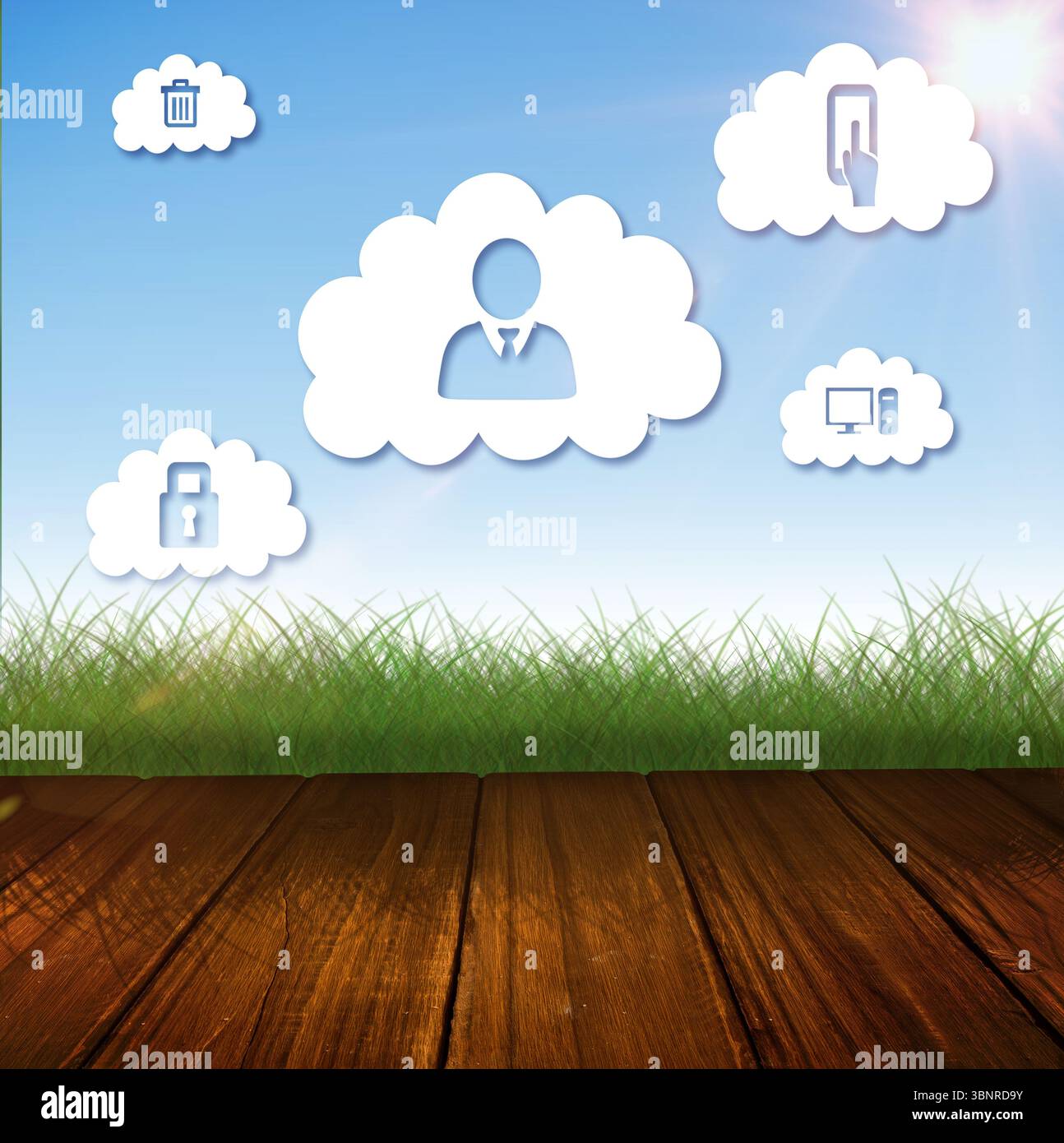 Animation grass over sky clouds hi-res stock photography and images - Alamy