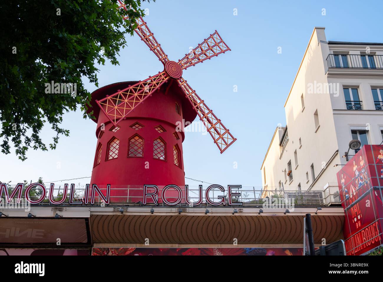 Paris, France - June 8, 2025 : Facade of Moulin Rouge windmill Stock ...