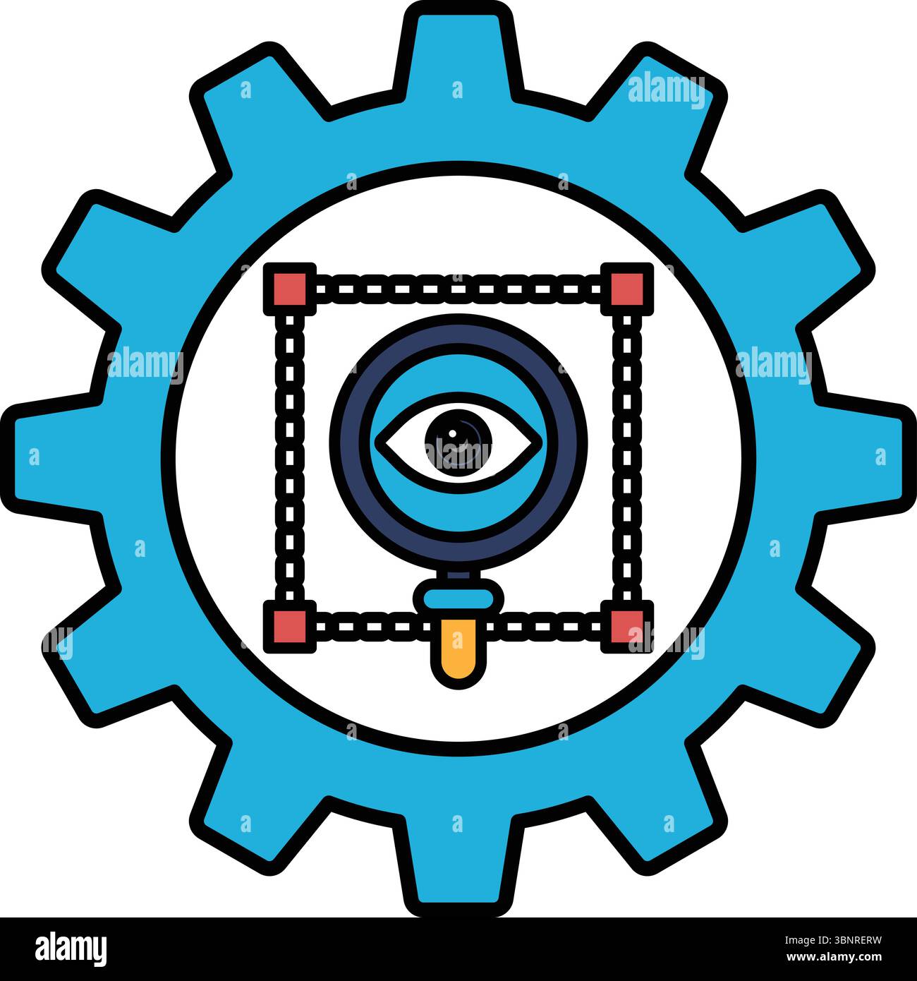 A blue and white logo featuring a magnifying glass and the word "view ...