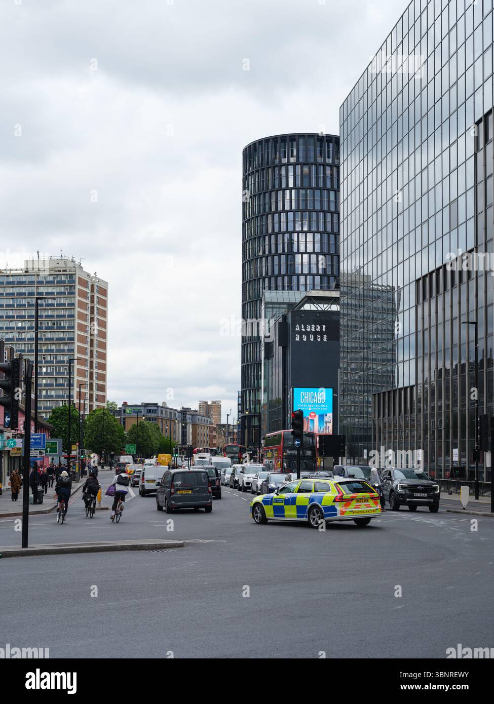 United Kingdom, London, 07 Jul 2025. Busy intersection near Old Street ...