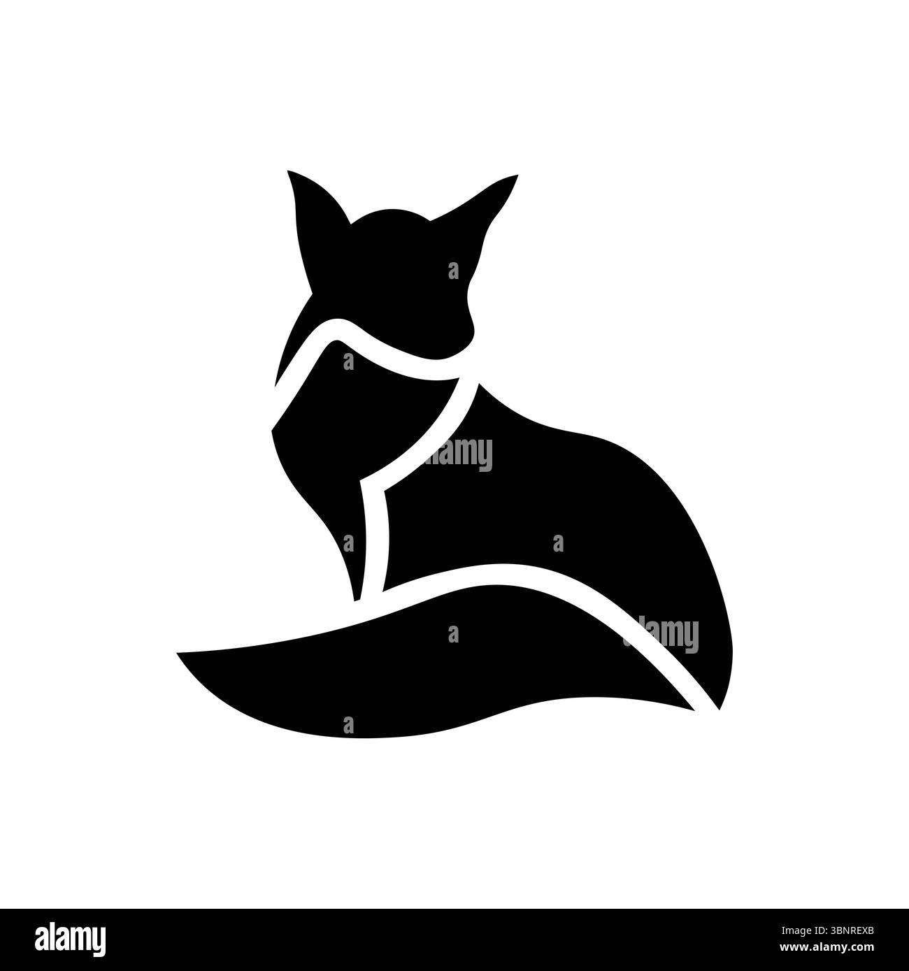 Minimalist black fox silhouette vector icon. Modern abstract animal ...