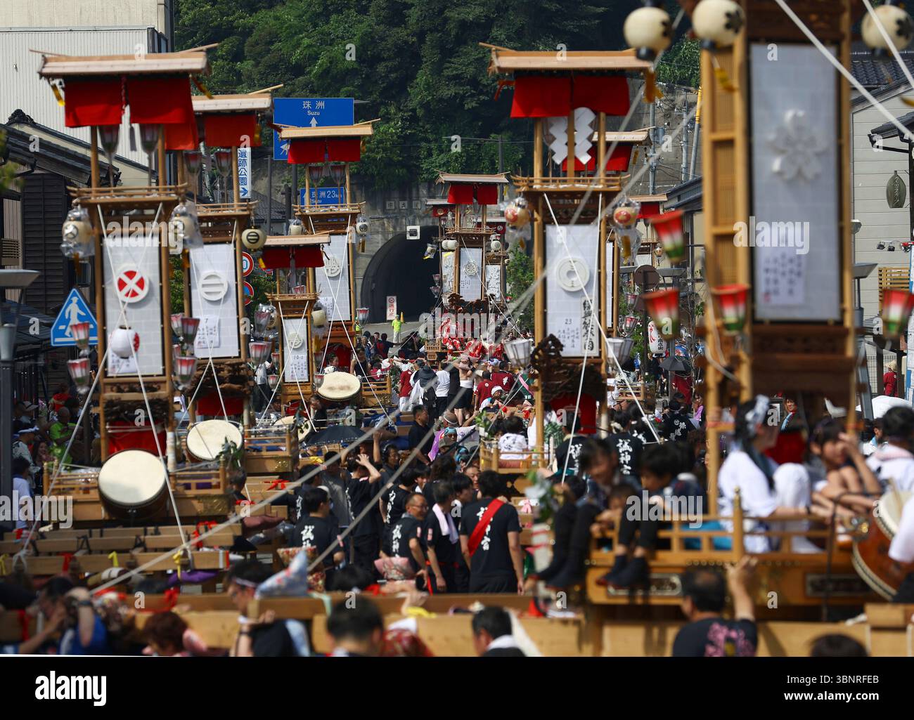 42 kiriko parade from Ushitsu Pier to the main city square during the ...