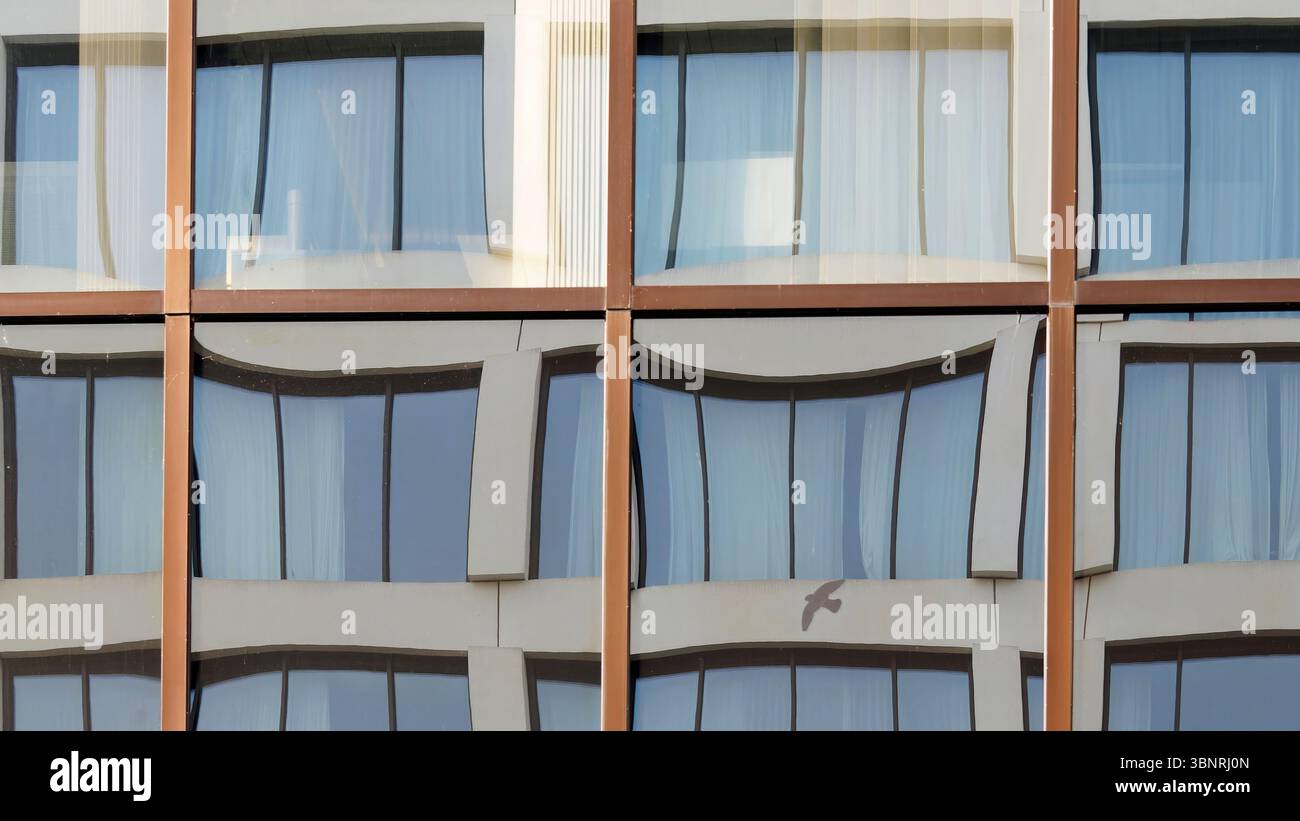 Modern Window Reflection of Glass Panels With Abstract Design Patterns ...