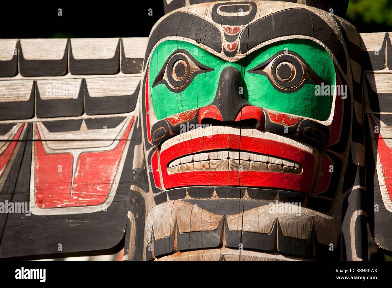 Native American Indian totem pole in Stanley Park, Vancouver British ...
