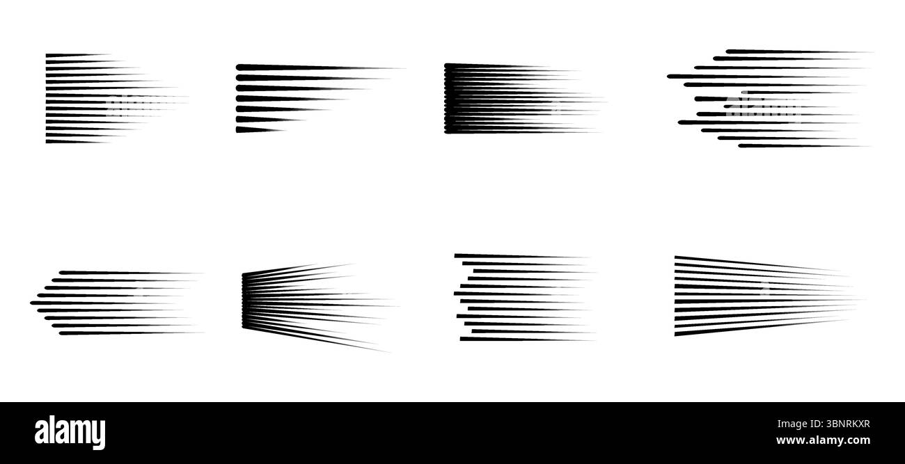 Speed line set fast motion manga comic effect. Simple anime texture ...
