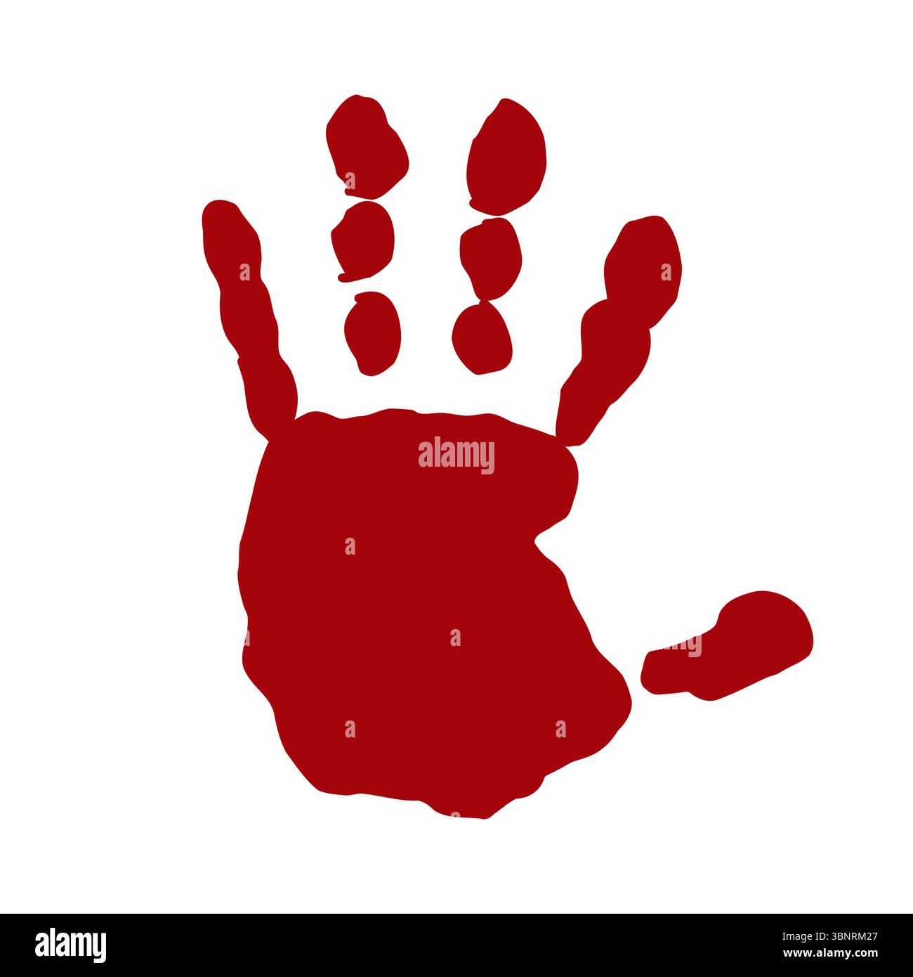 Hand print, fingerprint with red paint, blood. Halloween scary splatter ...