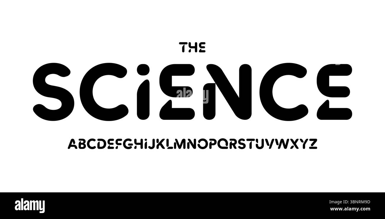 Science technology font, futuristic rounded alphabet for scientific ...