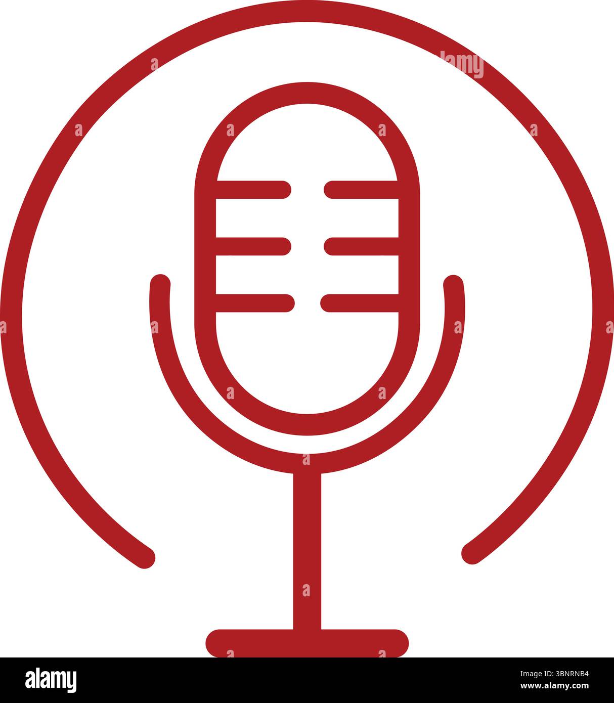 Podcast Microphone Vector Icon – Red Circular Broadcast Symbol Stock ...