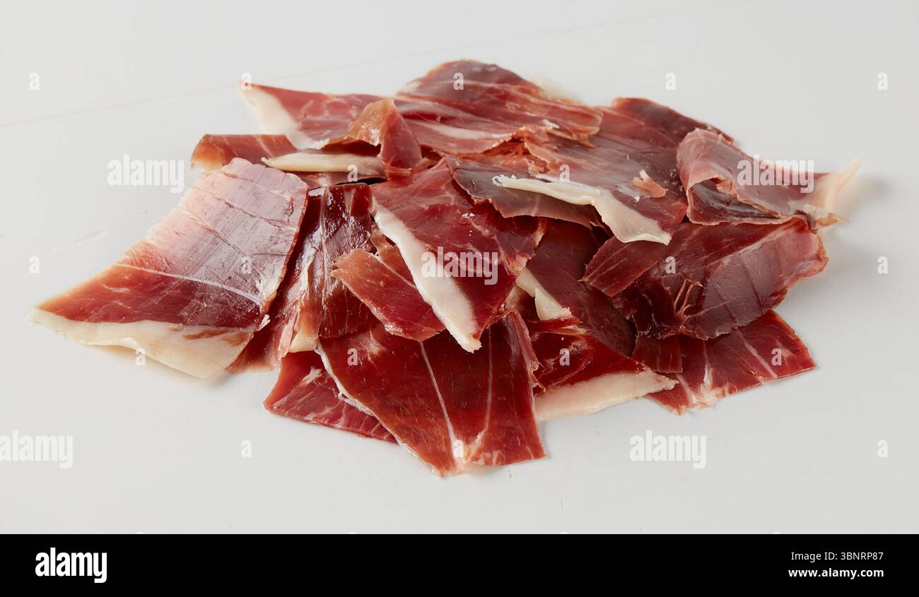 Smoked Bacon, dried and preserved isolated nature background with ...