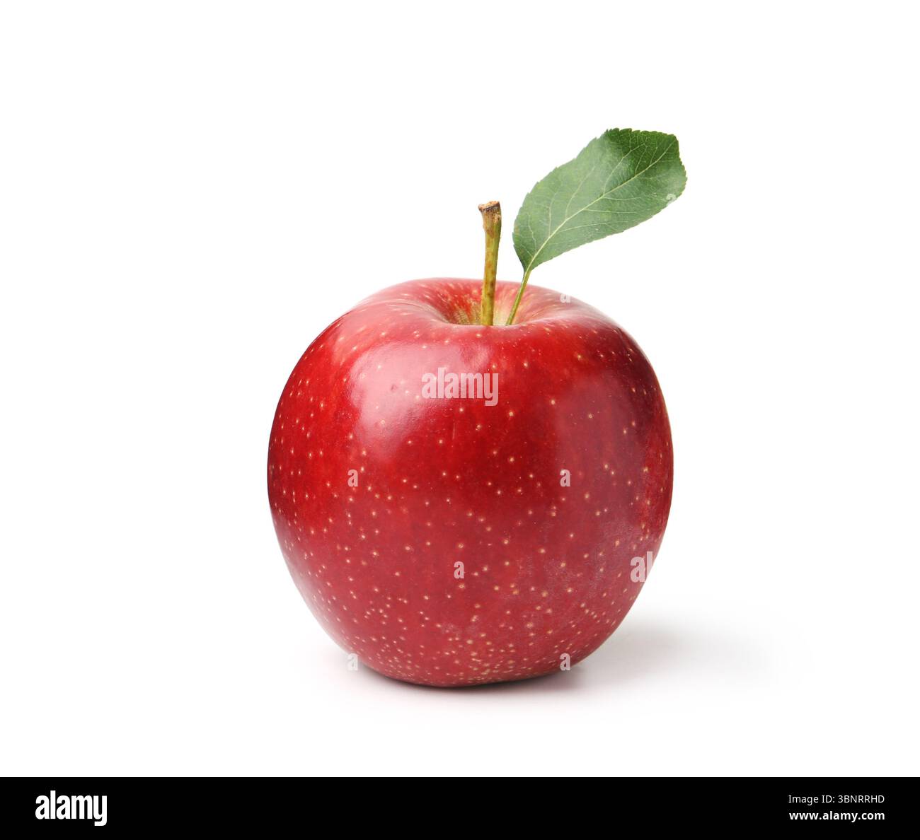 One red apple with leaf isolated on white Stock Photo - Alamy