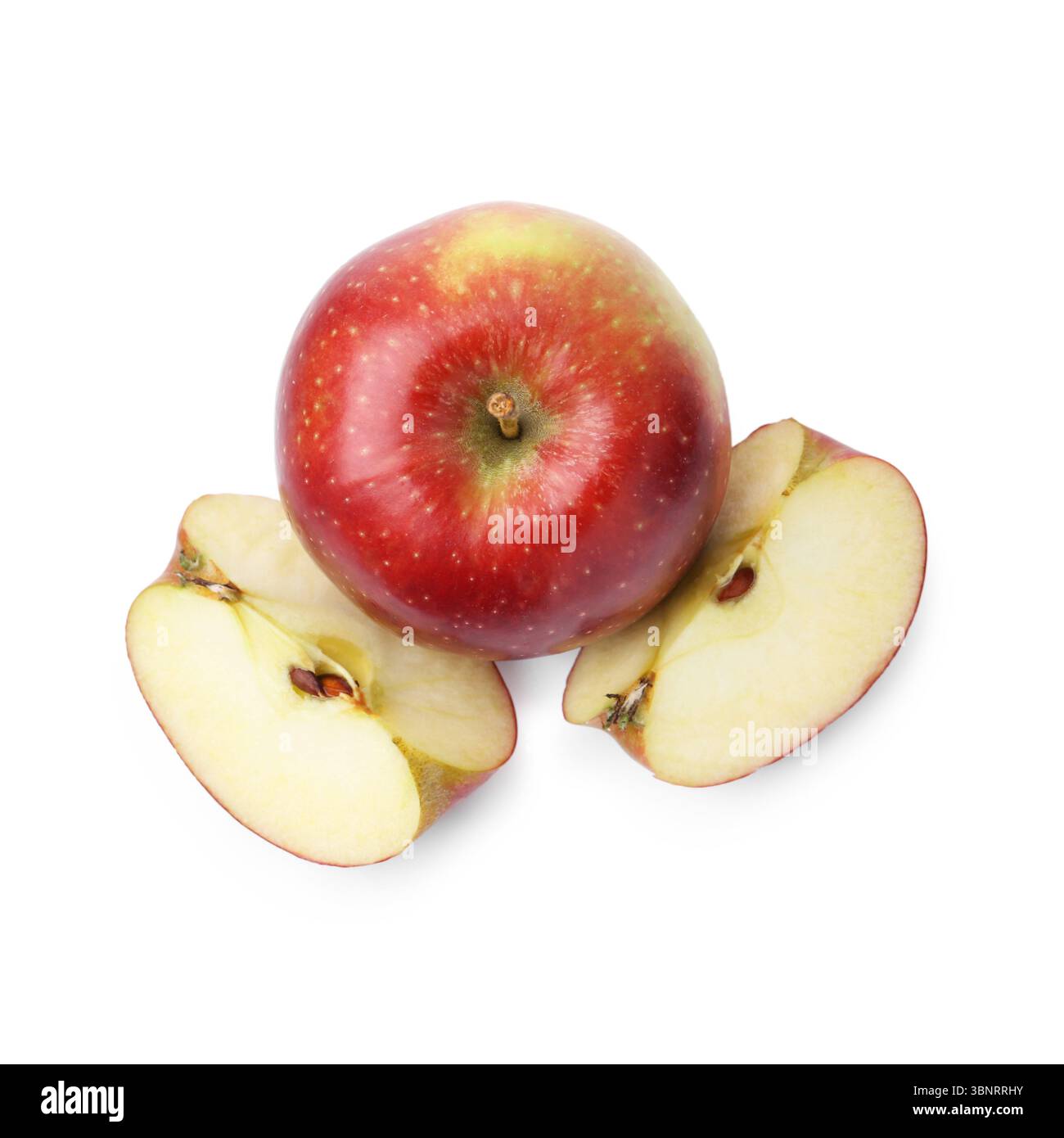Whole and cut apples isolated on white, top view Stock Photo - Alamy