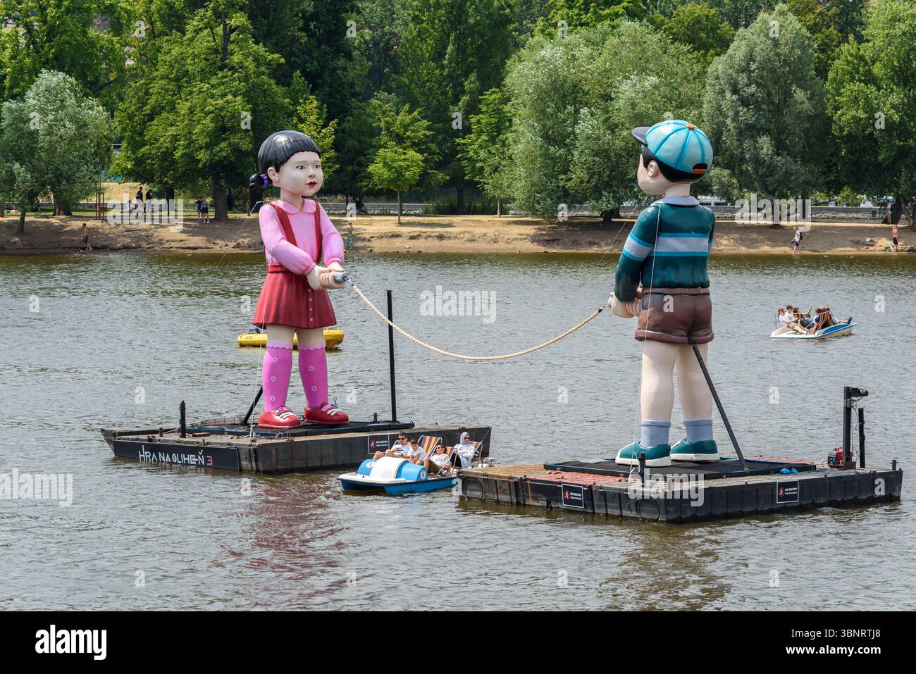 Two large inflatable dolls promoting third season of Netflix Korean ...