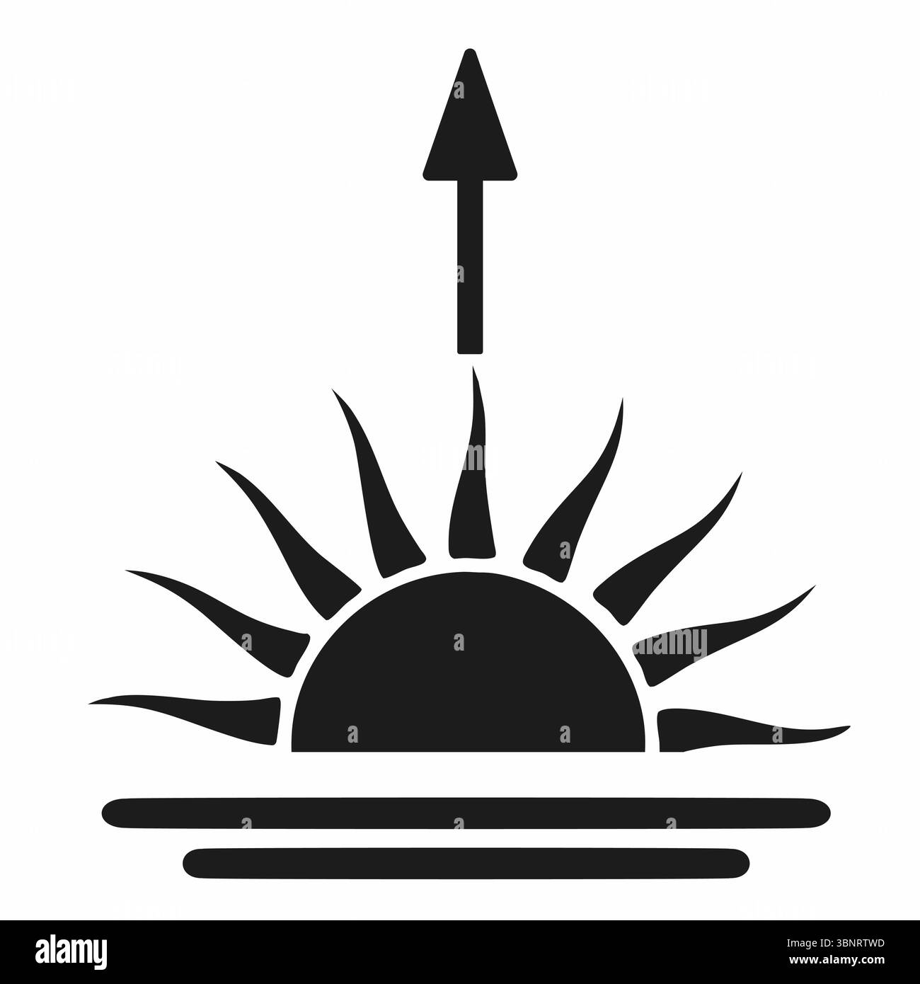 Sun rise symbol with upward arrow indicating growth and progress Stock ...