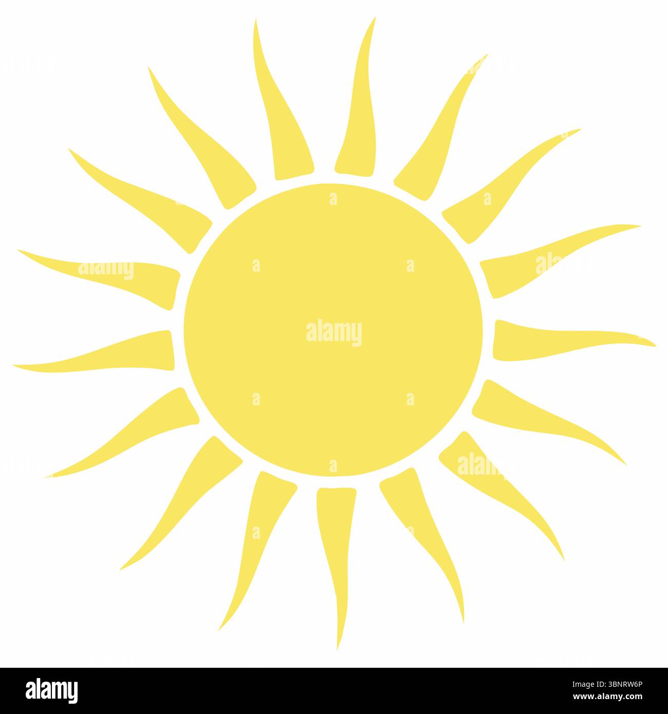 Bright yellow sun with radiating sunrays illustration Stock Vector ...