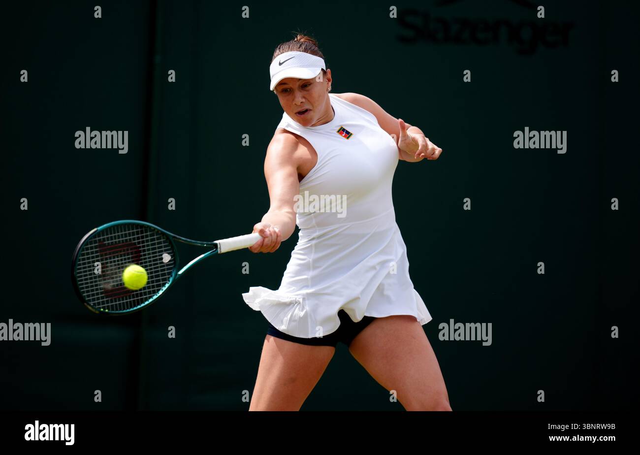 Amanda Anisimova during her match against Dalma Galfi on day five of ...