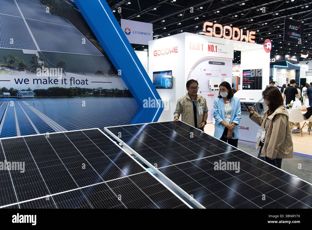 Bangkok, Thailand. 04th July, 2025. Visitors seen inspect solar panels ...