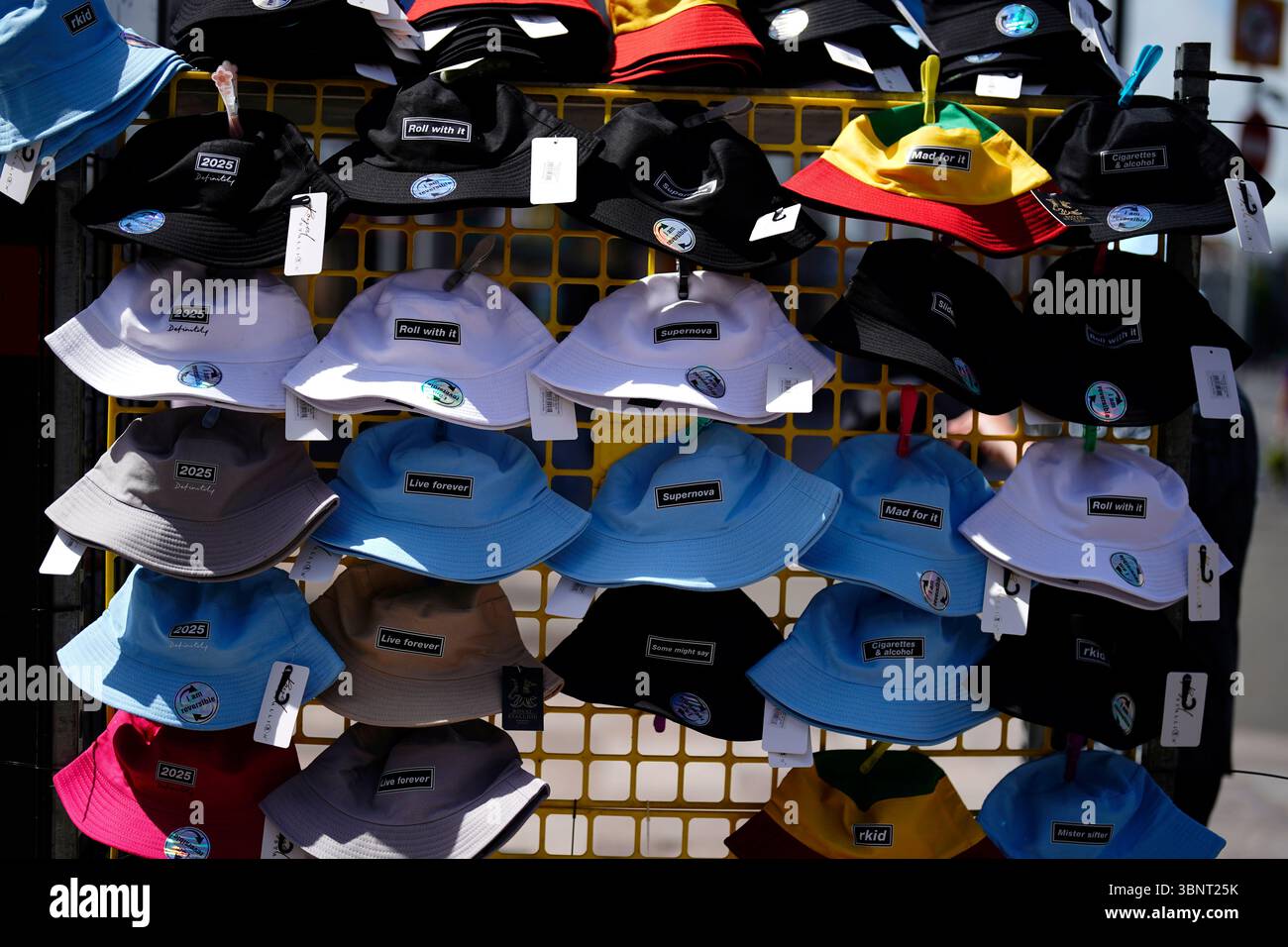 Oasis song title themed bucket hats on sale in the centre of Cardiff ...