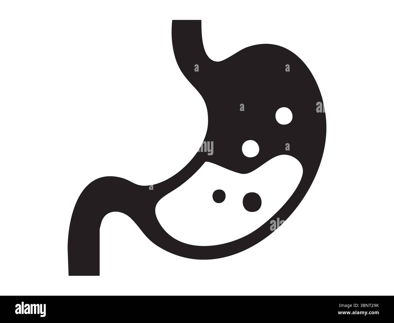 Black silhouette of human stomach organ with bubbles isolated on white ...