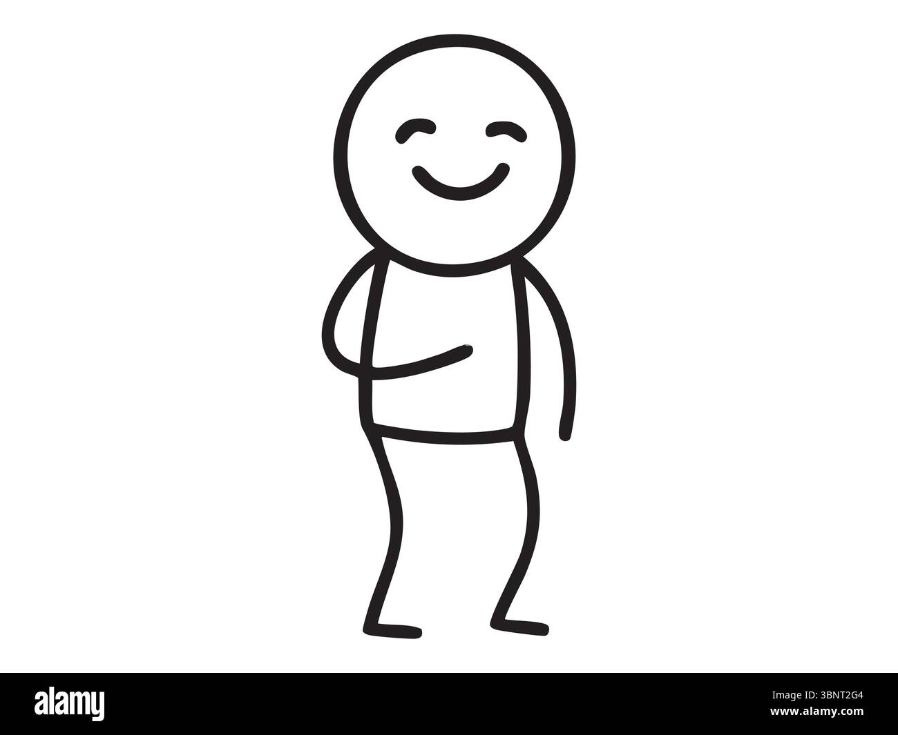 Black stick figure man smiling with closed eyes and hand on chest ...