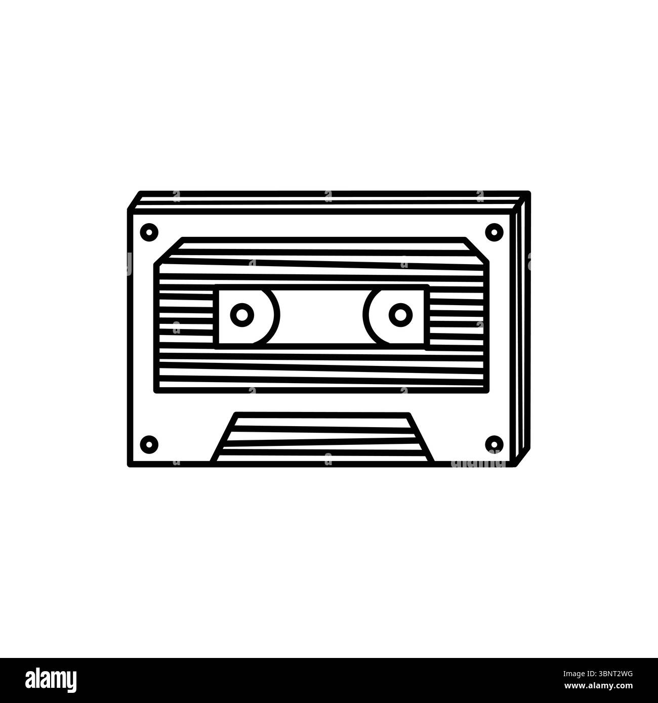 Retro outline of an audio cassette tape, perfect for nostalgic, music ...