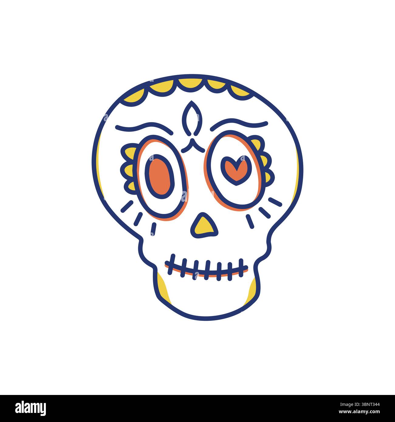 Colorful sugar skull icon with decorative elements, perfect for Dia de ...